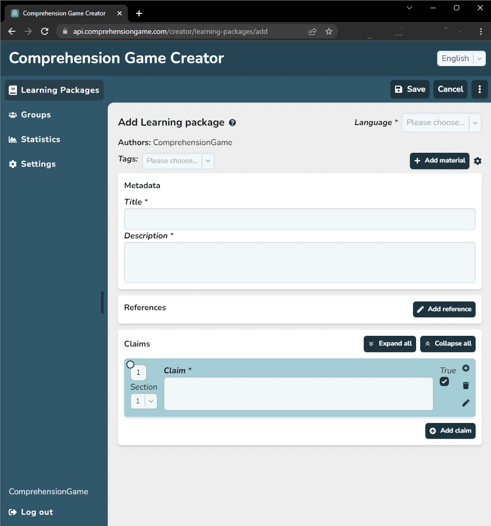 Comprehension Game Project in a Nutshell - Comprehension Game