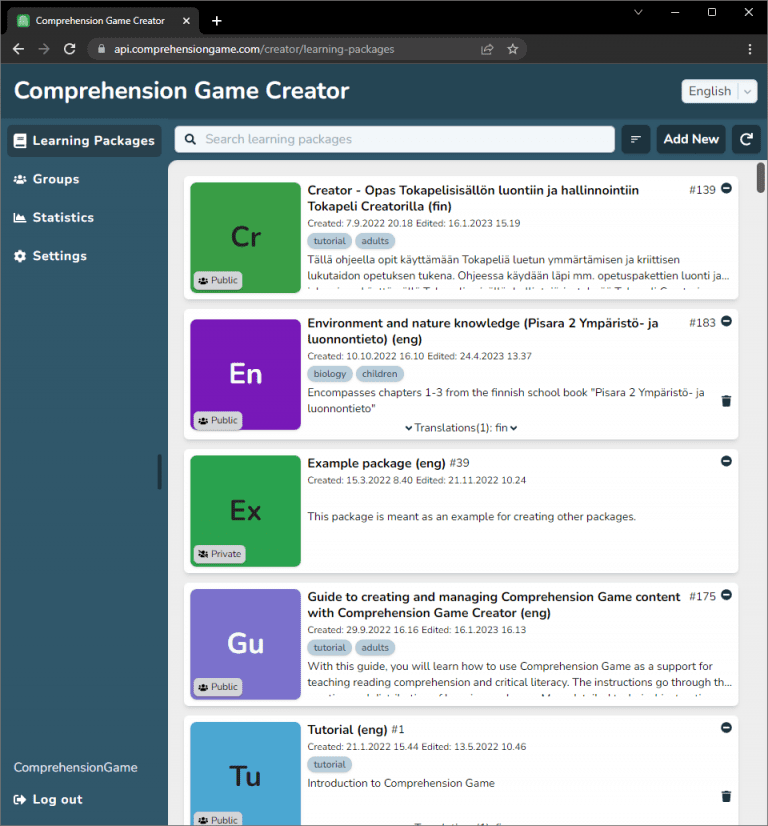 Comprehension Game Project in a Nutshell - Comprehension Game